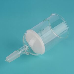 FunChem Buchner Filtering Funnel with Medium Frit (G2), I.D. 94 mm, 100mm Depth, with 24/40 Standard Taper Inner Joint and Vacuum Serrated Tubulation, 500 mL