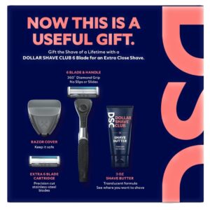 Dollar Shave Club Shaving Set - Handle, 6-Blade Cartridges x 2, Shave Butter, Razor Cover