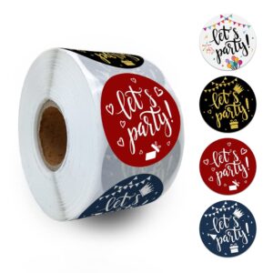 rewidparty stickers rolls for kids adults birthday party stickers holiday party stickers for goods envelope seals adhesive stickers party decoration stickers for birthday anniversary(500 per roll)