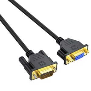 vga extension cable 3 feet, vga cable male to female - 15 pin vga extender cord, vga hd15 monitor video cable support 1080p full hd for laptop, pc, projector, hdtv, display