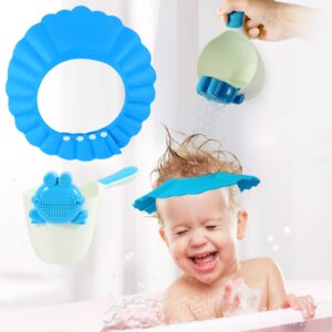 Baby Shower Cap Baby Bath Rinse Cup Cute Frog Shower Cup Baby Water Shower in Baby Bath Tub (Blue)