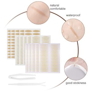 Double Eyelid Stickers,Eyelid Tape,Invisible Eyelid Tape,600 Pcs Natural Invisible Single Side Eyelid Tape Stickers with Fork Rod & Tweezer,Instant Eyelid Lift,Perfect for Droopy,Uneven,Monolids