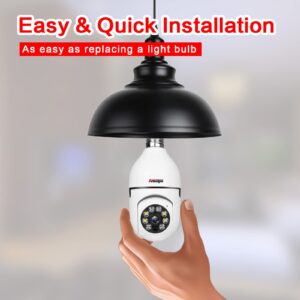 Anssipo Light Bulb Security Camera, 1080P 2.4GHz WiFi Wireless Indoor Bulb Camera, 360 Panoramic Home Surveillance Camera, Baby and Pet Monitor Indoor/Outdoor (with 32G Card)