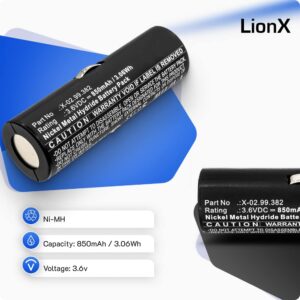 LIONX Battery for Heine Beta Handles Ophthalmoscope Beta 200 Ophthalmoscope Beta 200s Short F.O. Laryngoscope Handle BATT/110904-A1 X-02.99.380 X-02.99.382 850mAh / 3.06Wh