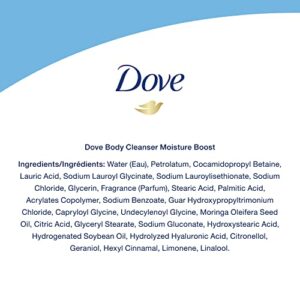 Dove Body Love Body Cleanser Moisture Boost 3 Count For Dry Skin Body Wash with Hyaluronic Acid and Moringa Oil 17.5 fl oz