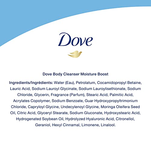 Dove Body Love Body Cleanser Moisture Boost 3 Count For Dry Skin Body Wash with Hyaluronic Acid and Moringa Oil 17.5 fl oz