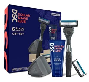 dollar shave club shaving set - handle, 6-blade cartridges x 2, shave butter, razor cover