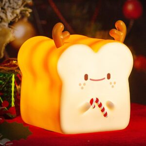 MIVANI Kids Toast USB Rechargeable Night Light, Touch Sensor, 1 Hour Timer, LED Silicone Night Light, Toddler Boy Nursery Nightlight, Cute Teen Girl Gift, Kawaii Room Decor