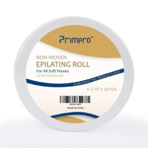 primpro non-woven wax strip roll for body and facial hair removal, 2.75 inches x 50 yards pack salon quality epilating roll