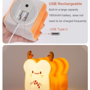 MIVANI Kids Toast USB Rechargeable Night Light, Touch Sensor, 1 Hour Timer, LED Silicone Night Light, Toddler Boy Nursery Nightlight, Cute Teen Girl Gift, Kawaii Room Decor