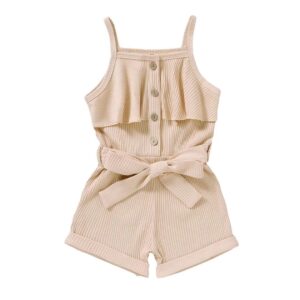 tepuce 2t girls clothes toddler baby strap sleeveless one piece halter romper casual summer jumpsuit, apricot suspender dress 2-3t/100cm