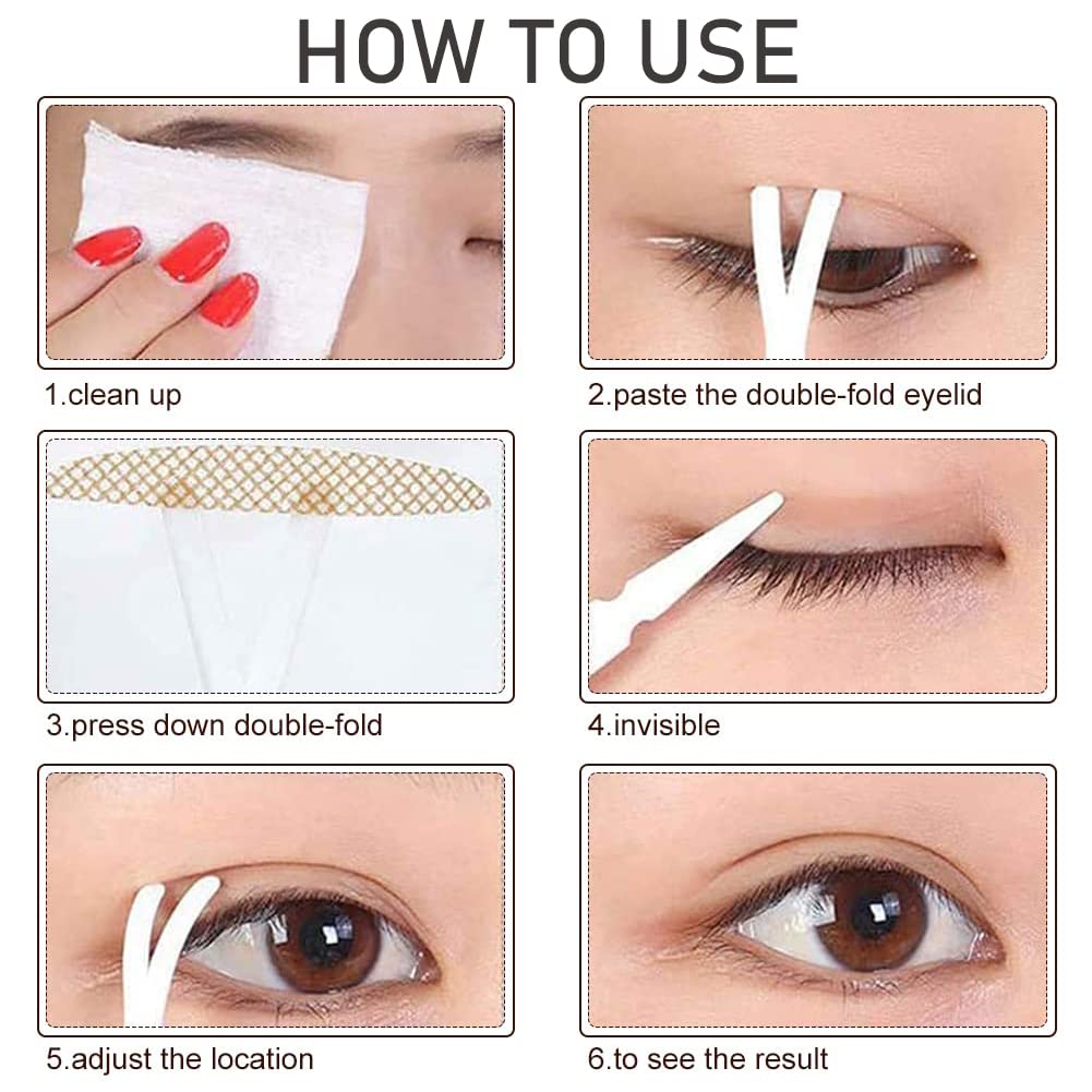 Double Eyelid Stickers,Eyelid Tape,Invisible Eyelid Tape,600 Pcs Natural Invisible Single Side Eyelid Tape Stickers with Fork Rod & Tweezer,Instant Eyelid Lift,Perfect for Droopy,Uneven,Monolids