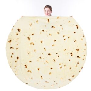 segulah 60 inch tortilla blanket for adults and kids, double sided funny food blanket, 285 gsm soft flannel round taco blanket for home travel indoors outdoors, novelty gifts