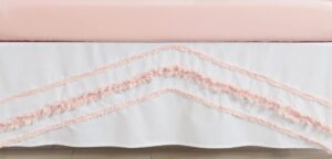 sweet jojo designs boho bohemian girl baby crib bed skirt nursery dust ruffle - blush pink and white farmhouse shabby chic designer modern minimalist tuft tufted fringe macrame cotton