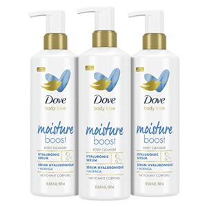 dove body love body cleanser moisture boost 3 count for dry skin body wash with hyaluronic acid and moringa oil 17.5 fl oz