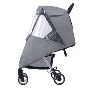 Universal Stroller Rain Cover, Travel Weather Shield for Windproof, Waterproof, Protect from Sun Dust Snow Clear-Breathable Shield for Baby Stroller