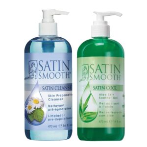 satin cool smooth cleanser & cool aloe vera gel 16 oz / 473 ml each