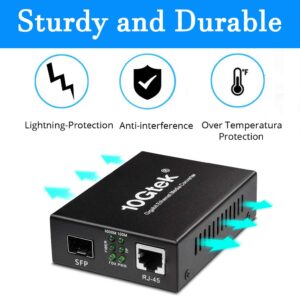 A Pair of Gigabit Multi-Mode LC Fiber Media Converter, with 2 Pcs SFP SX Modules, Fiber to Ethernet Converter, 1000Base-SX to 10/100/1000M RJ45, MMF, 850nm, up to 550m