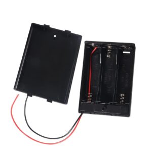 AITIAO 4 Pieces 3 Slots 1.5V AA Battery Case Holder Battery Spring Clip Storage Box with Wire and On/Off Switch