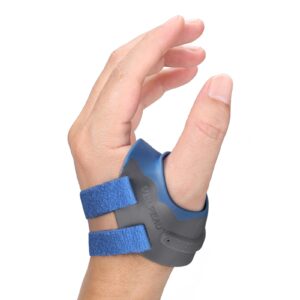 velpeau cmc thumb brace for osteoarthritis - with shape-memory restriction splint, cmc joint stabilizer, basal thumb arthritis pain relief and support for women and men (blue, left hand, medium)