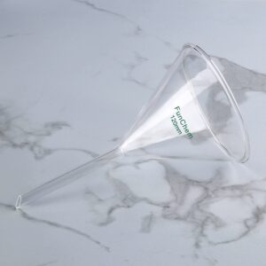 FunChem (2 Pack) Glass Funnel Short Stem Borosilicate Glass Lab Filter Funnel, 120 mm Diameter and Stem Length