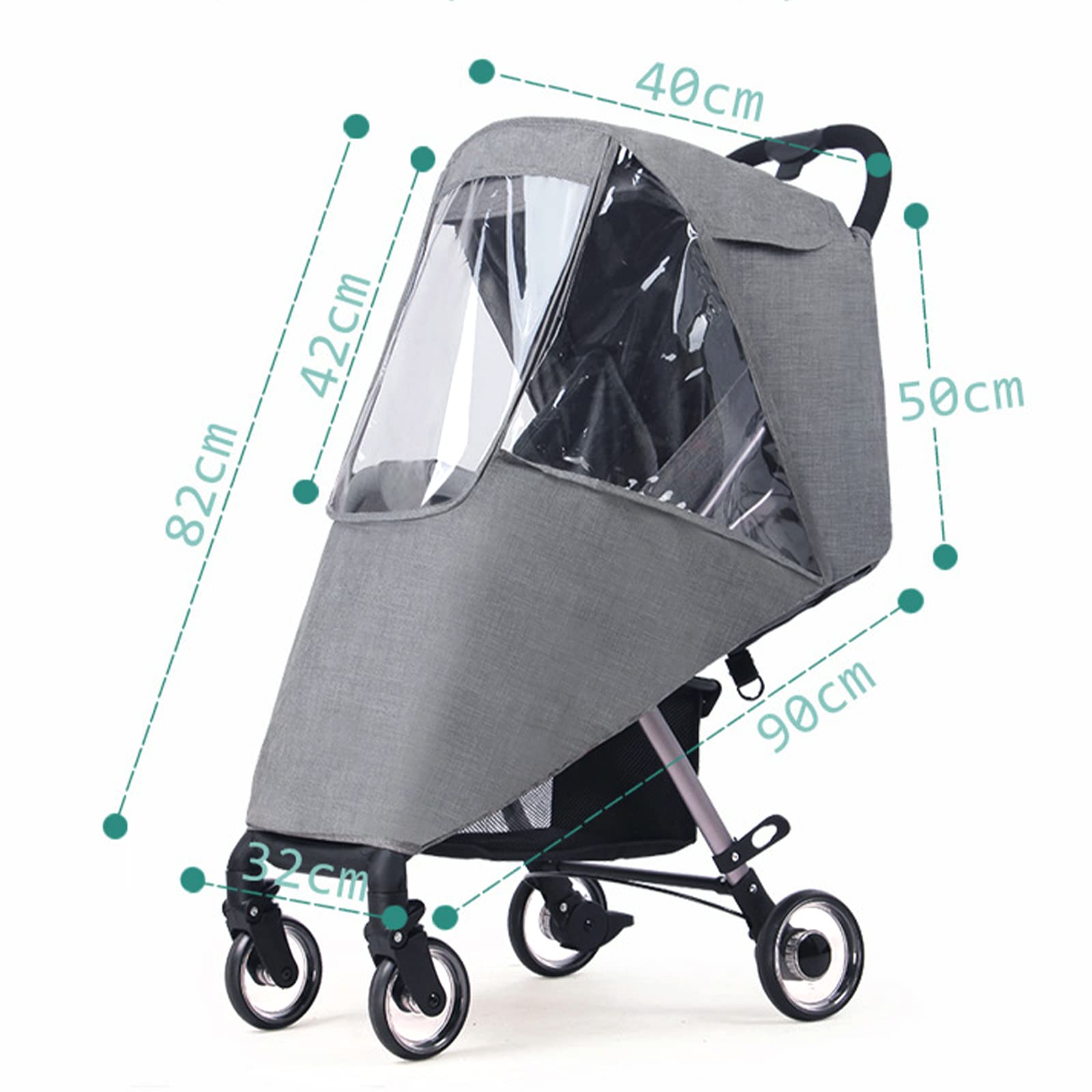 Universal Stroller Rain Cover, Travel Weather Shield for Windproof, Waterproof, Protect from Sun Dust Snow Clear-Breathable Shield for Baby Stroller