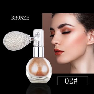 Shimmering Spray Powder Sparkle Powder,Sparkle Body & Face Glitter Spray Hair Gloss Highlighter Powder Makeup,Glitter Spray for Hair and Body Cosmetic (Bronze)