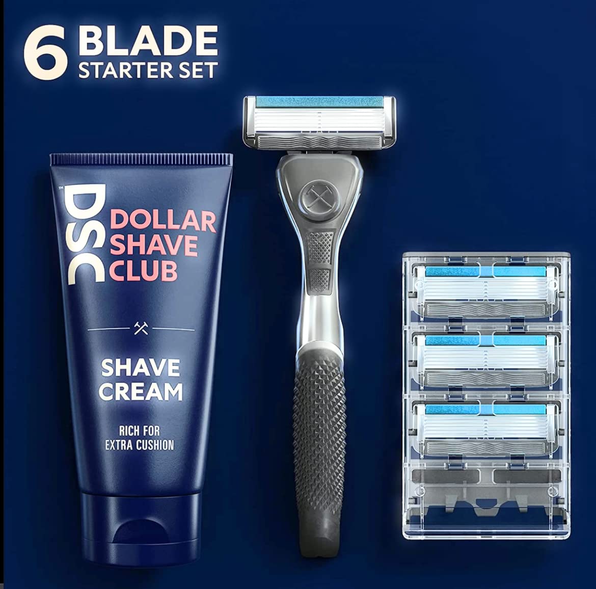 Dollar Shave Club Shaving Set - Handle, 6-Blade Cartridges x 2, Shave Butter, Razor Cover