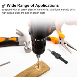 82° Countersink Drill Bit Set for Wood, HSS Counter Sinker Drill Bits Set 5-Piece 3/8" Quick Change Adjustable Drill Bits Sink Hole Drilling Tool Kit on Pilot Counter Sink Holes for Woodworking Tools