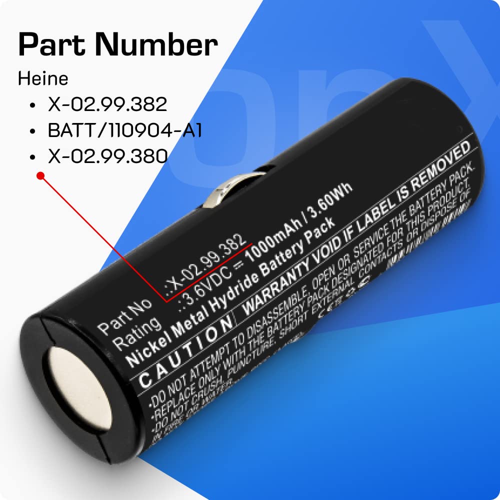 LIONX Battery for Heine Beta Handles Ophthalmoscope Beta 200 Ophthalmoscope Beta 200s Short F.O. Laryngoscope Handle BATT/110904-A1 X-02.99.380 X-02.99.382 1000mAh / 3.60Wh