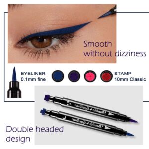 evpct Colored Winged Eyeliners Stamp 4in1 Stars Flowers Hearts Moon Colorful Face Stamps Makeup Eyeliner Eye Stamp Liners Tool Set Kit for Women Purple Blue Red Pink Eyeliner Stamp Wingliner Shapes 02