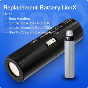 LIONX Battery for Heine Beta Handles Ophthalmoscope Beta 200 Ophthalmoscope Beta 200s Short F.O. Laryngoscope Handle BATT/110904-A1 X-02.99.380 X-02.99.382 1000mAh / 3.60Wh