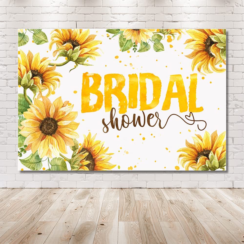 MEHOFOND 7x5ft Sunflower Bridal Shower Backdrop Spring Yellow Flowers Photography Background for Wedding Engagement Bride to Be Photo Booth Props Cake Table Decoration Supplies