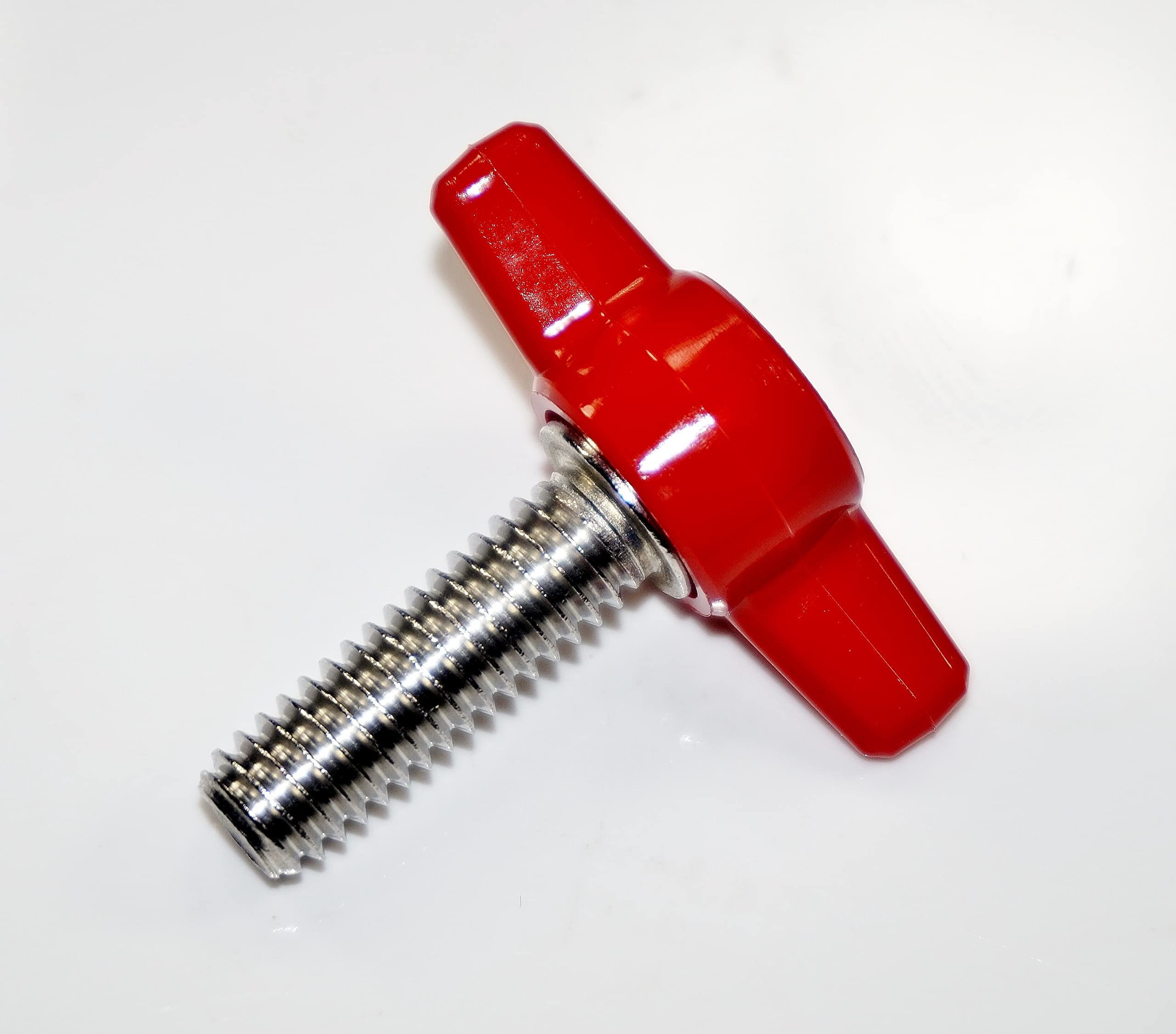 5/16”-18 x 3/4" Thumb Screw Stainless Steel Red/Black Thumbscrews Tee Wing Thumb Screws Coarse Threads Plastic Knob Thumbscrew Stud 3/4" - Built in USA - Packs of 2,4,or 8pc’s (4)