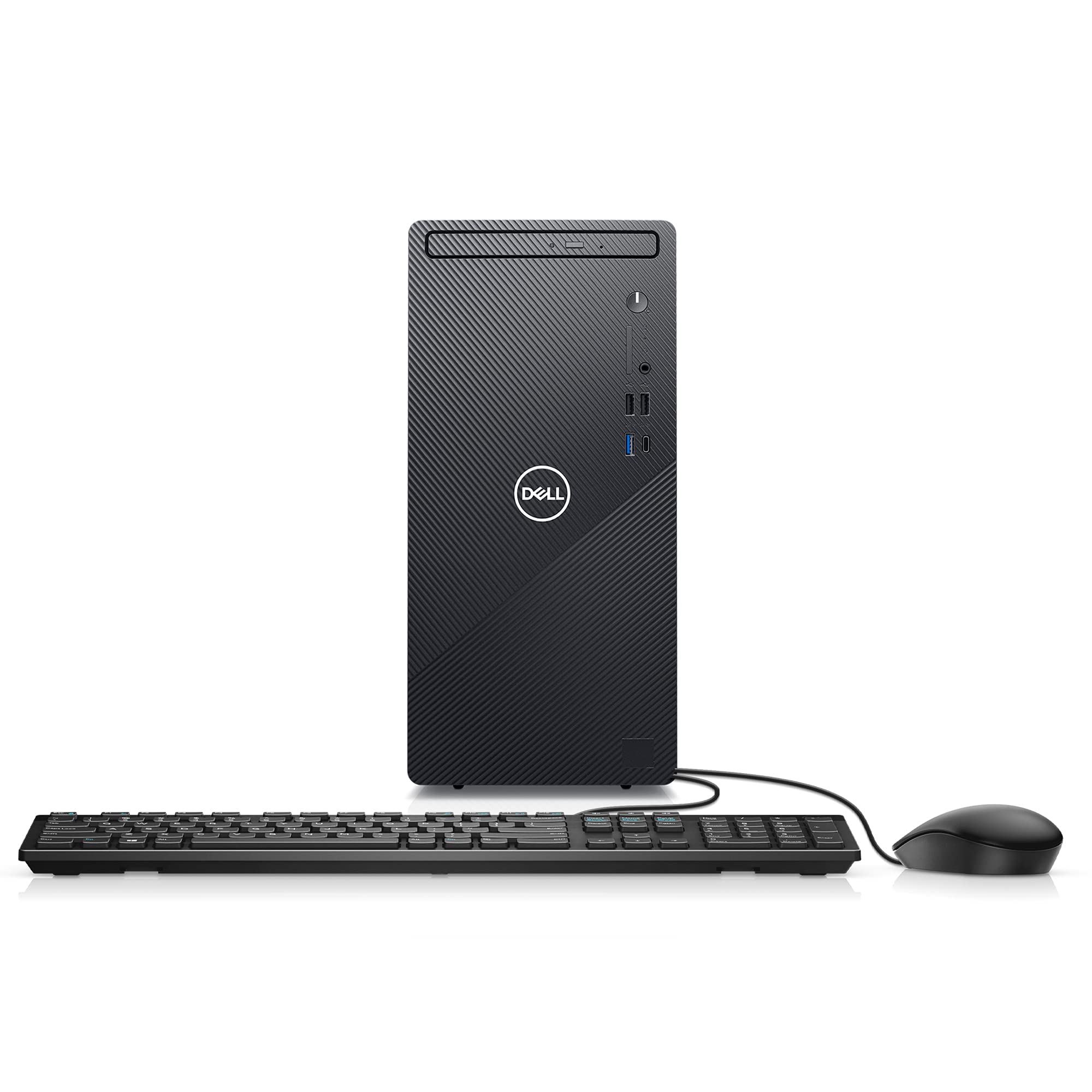 Dell Inspiron 3891 Compact Tower Desktop - Intel Core i3-10105, 8GB DDR4 RAM, 256GB SSD, Intel UHD Graphics 630, DVD RW Tray, Windows 11 Home - Black (Latest Model) (Renewed)