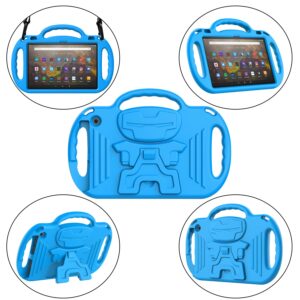 AVAWO Kids Case for Fire HD 10 & Fire HD 10 Plus Latest Model Tablet (13th/11th Generation 2023/2021 Release), with Shoulder Strap, Lightweight Shockproof Handle, Blue