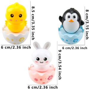 Cagemoga 6 Pcs Easter Musical Tumbler Wobbler Roly Poly Baby Toys Penguin Bunny Chick Tummy Time Wobbler Enlightenment Toy Tumbler Early Education Toys for Kid Toddler Gifts