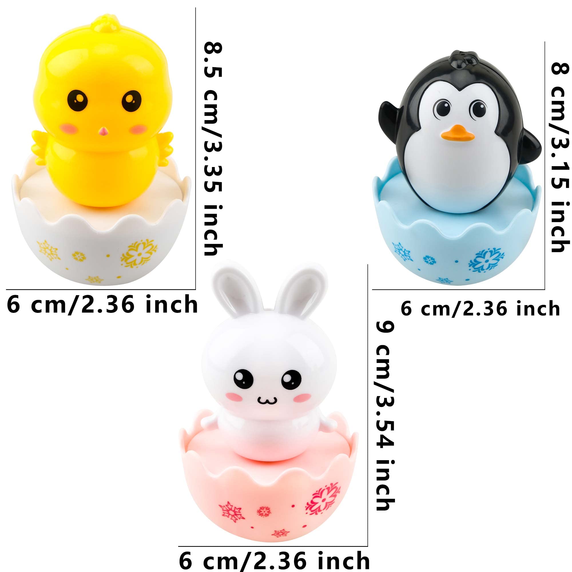 Cagemoga 6 Pcs Easter Musical Tumbler Wobbler Roly Poly Baby Toys Penguin Bunny Chick Tummy Time Wobbler Enlightenment Toy Tumbler Early Education Toys for Kid Toddler Gifts