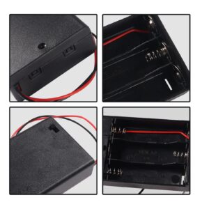 AITIAO 4 Pieces 3 Slots 1.5V AA Battery Case Holder Battery Spring Clip Storage Box with Wire and On/Off Switch