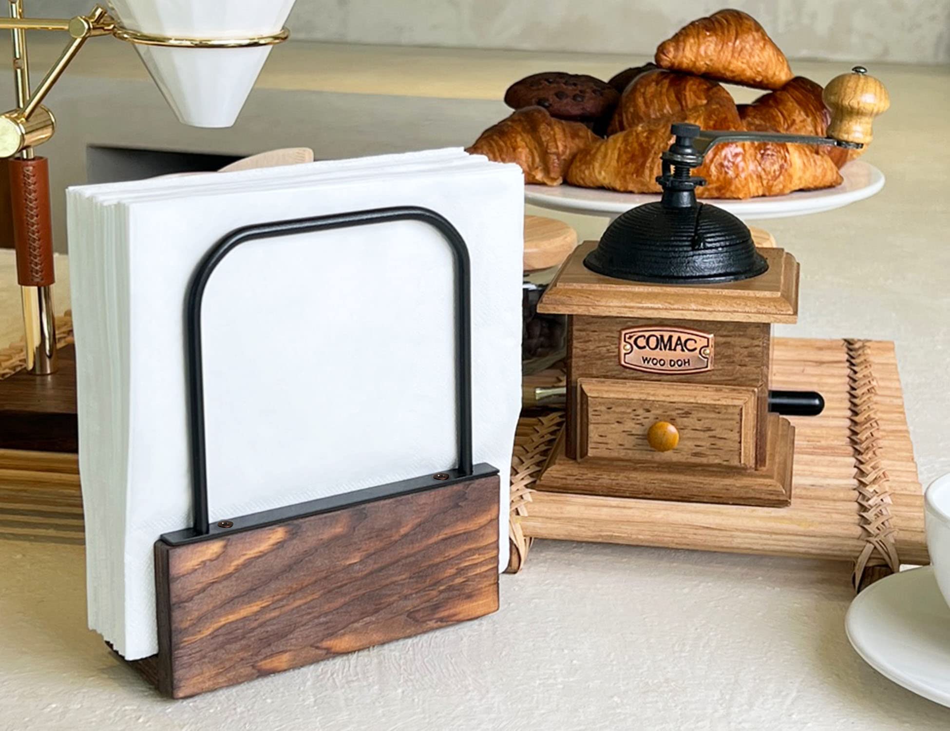 LEVIMETREE Farmhouse Napkin Holder for Kitchen Table, Wooden Napkin Holder Tissue Dispenser, Rustic Kitchen Napkin Dispenser-Dining Table Napkin Holder for Kitchen, Paper Napkins Holder Kitchen Décor