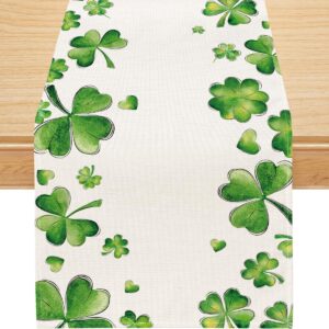 siilues st. patrick's day table runner, st. patrick's day decorations shamrock seasonal spring holiday table decorations for st. patrick's day party dining table decor (13'' x 72'')