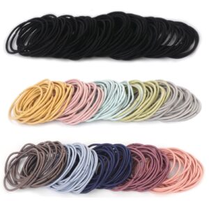 unaone hair elastics ties, 300 pcs stretchable rubber hair band no crease hair band 2mm for thin hair, suitable for women, men, girls and boys