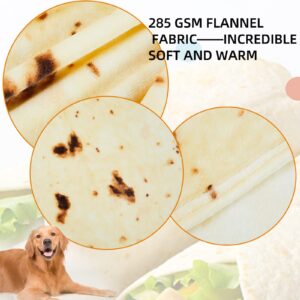 Segulah 60 Inch Tortilla Blanket for Adults and Kids, Double Sided Funny Food Blanket, 285 GSM Soft Flannel Round Taco Blanket for Home Travel Indoors Outdoors, Novelty Gifts