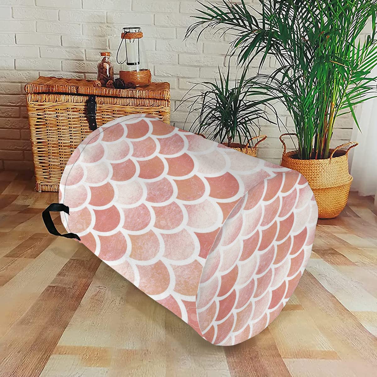 Mermaid Rose Gold Scales Laundry Hamper Laundry Basket Bedroom Room Decor for Women Girls Dirty Clothes Organizer Boys Room Accessories Toy Bin Storage Bag