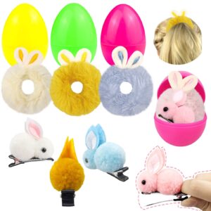 easter eggs easter basket stuffers for toddler girls filled 4 pack eggs with cute rabbit hair clips and hair ties inside colorful plastic prefilled easter eggs with toys inside for kids easter gifts