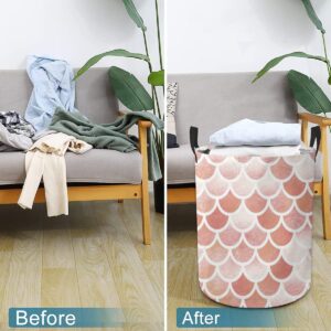 Mermaid Rose Gold Scales Laundry Hamper Laundry Basket Bedroom Room Decor for Women Girls Dirty Clothes Organizer Boys Room Accessories Toy Bin Storage Bag