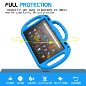 AVAWO Kids Case for Fire HD 10 & Fire HD 10 Plus Latest Model Tablet (13th/11th Generation 2023/2021 Release), with Shoulder Strap, Lightweight Shockproof Handle, Blue