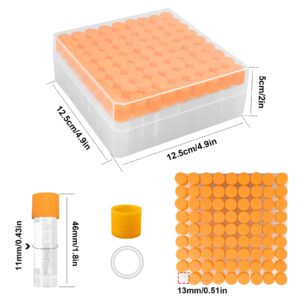 81Pcs 2ml Cryo Tubes Plastic Small Vials with Screw Caps Graduated Plastic Cryovial Cryogenic Vial Tubes, PP Material, Free from DNase, RNase, Human DNA