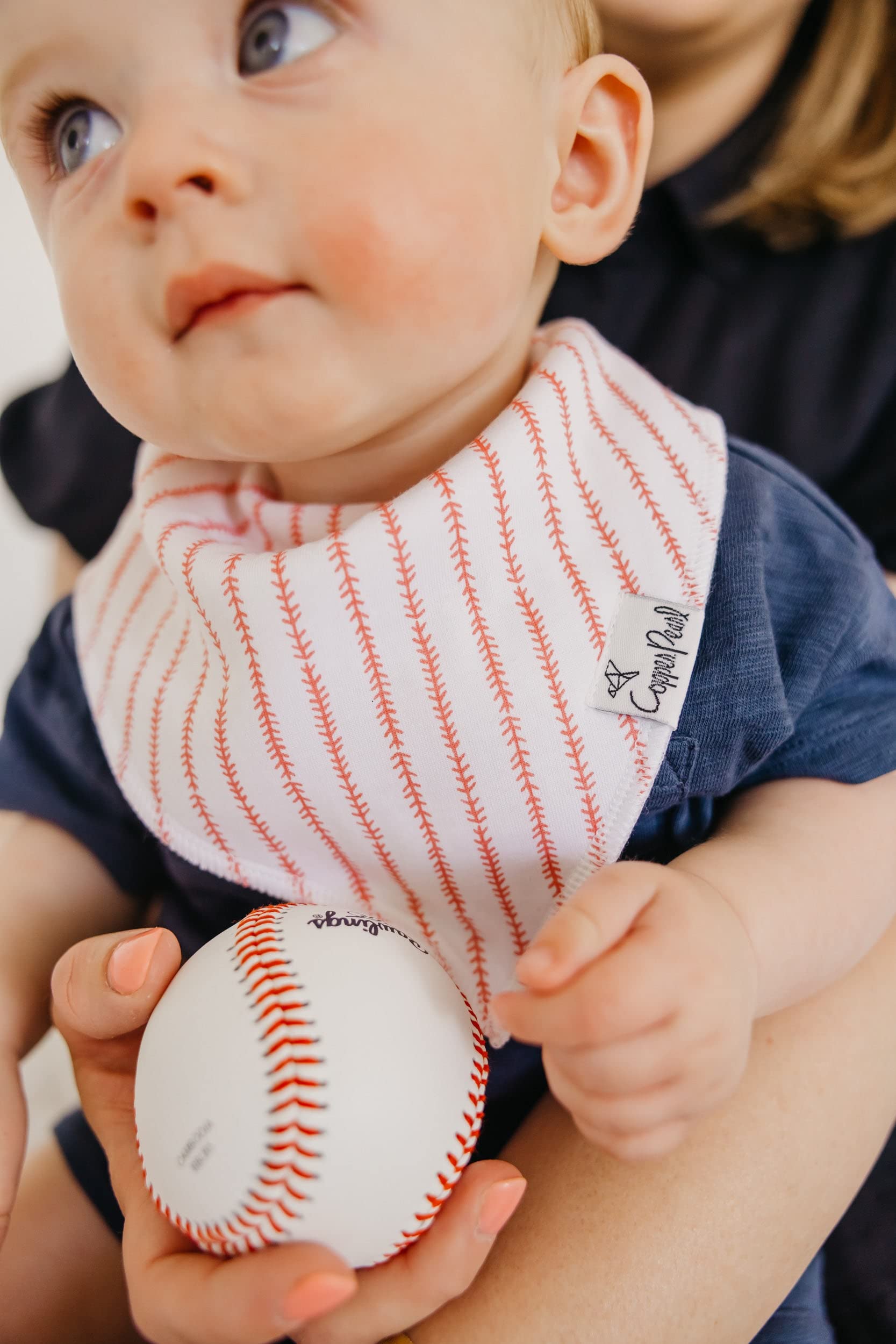 Copper Pearl Baby Bandana Bibs - 4 Pack Soft Cotton Baby Bibs for Drooling and Teething, Absorbent Drool Bibs for Baby Girl and Boy, Adjustable to Fit Newborns to Toddlers, Tons of Styles (Slugger)