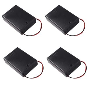 aitiao 4 pieces 3 slots 1.5v aa battery case holder battery spring clip storage box with wire and on/off switch